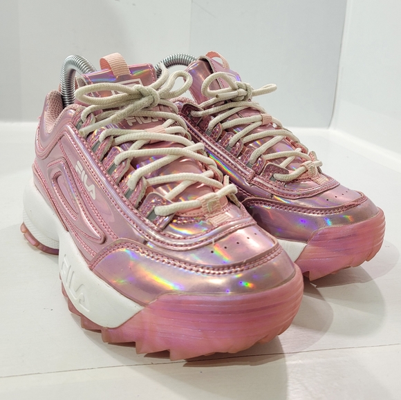 Fila | Shoes | Fila Disruptor Ii Girls Size Gloss Shiny Pink Laceup ...